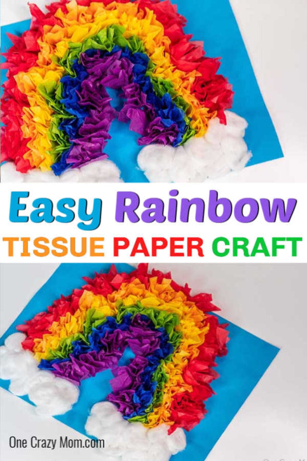 Rainbow tissue paper craft - fun and easy rainbow crafts